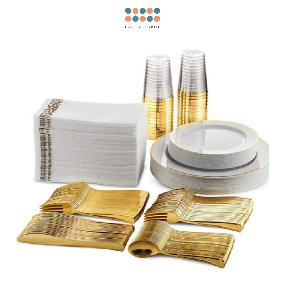 Premium Disposable tableware Cutlery Plates Cups and Napkin Package ...