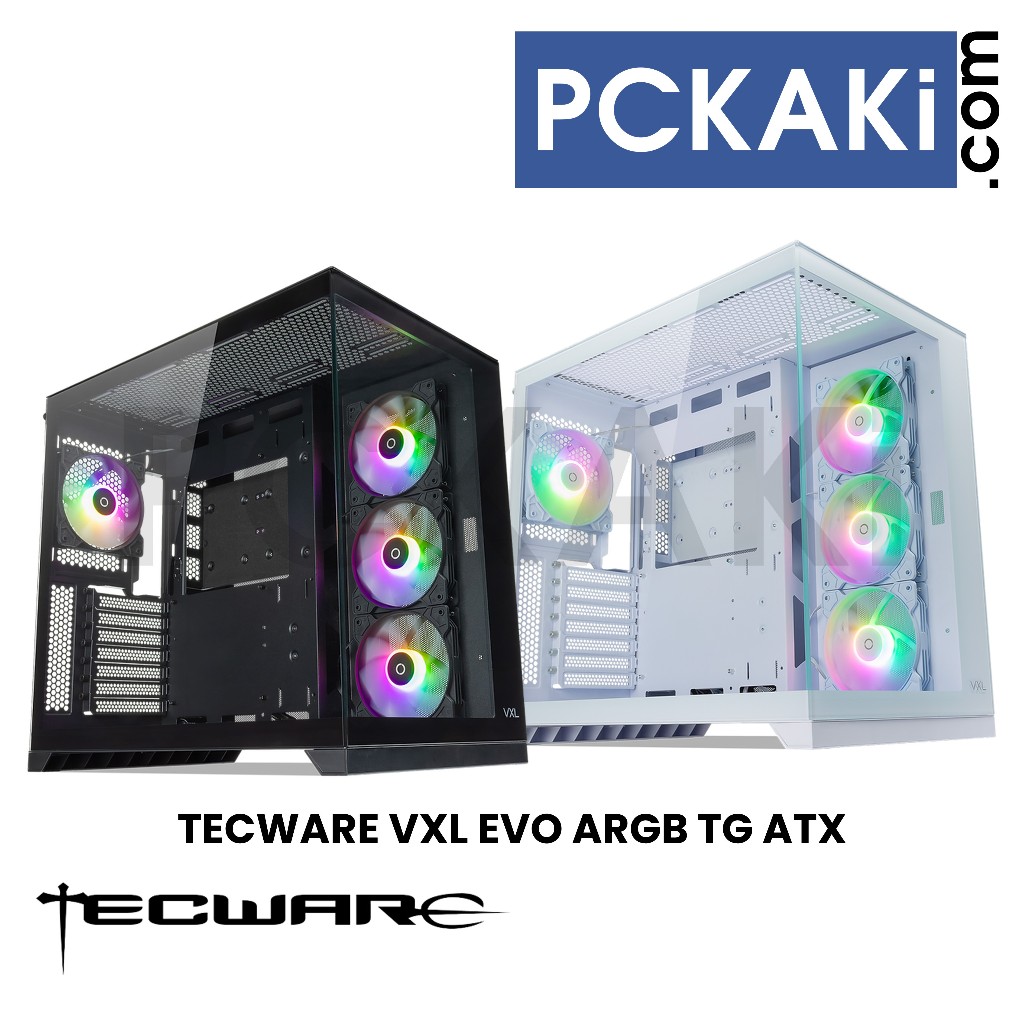 TECWARE VXL EVO ARGB x4 Fans / VXL TEMPERED GLASS DUAL CHAMBER ATX CASE ...