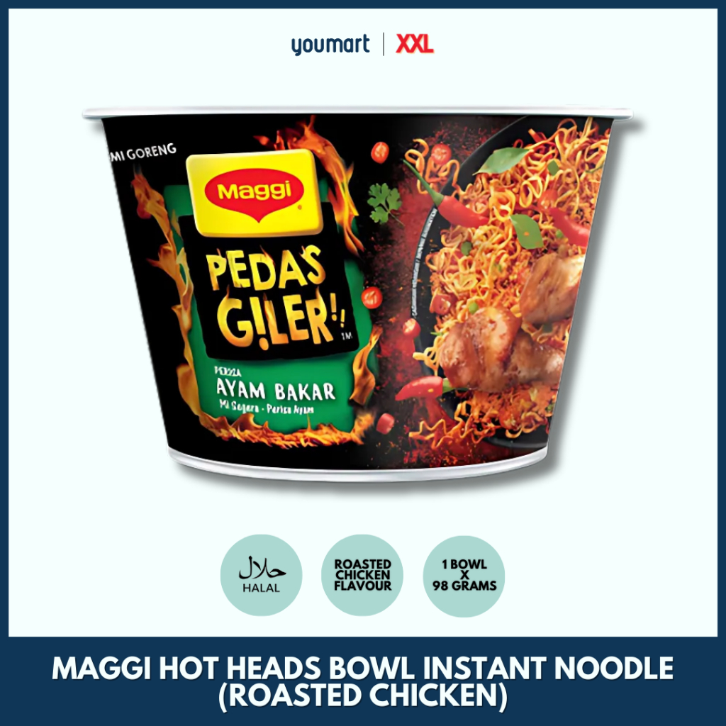 Maggi Hot Heads Bowl Instant Noodle • Halal • Roasted Chicken • by XXL ...