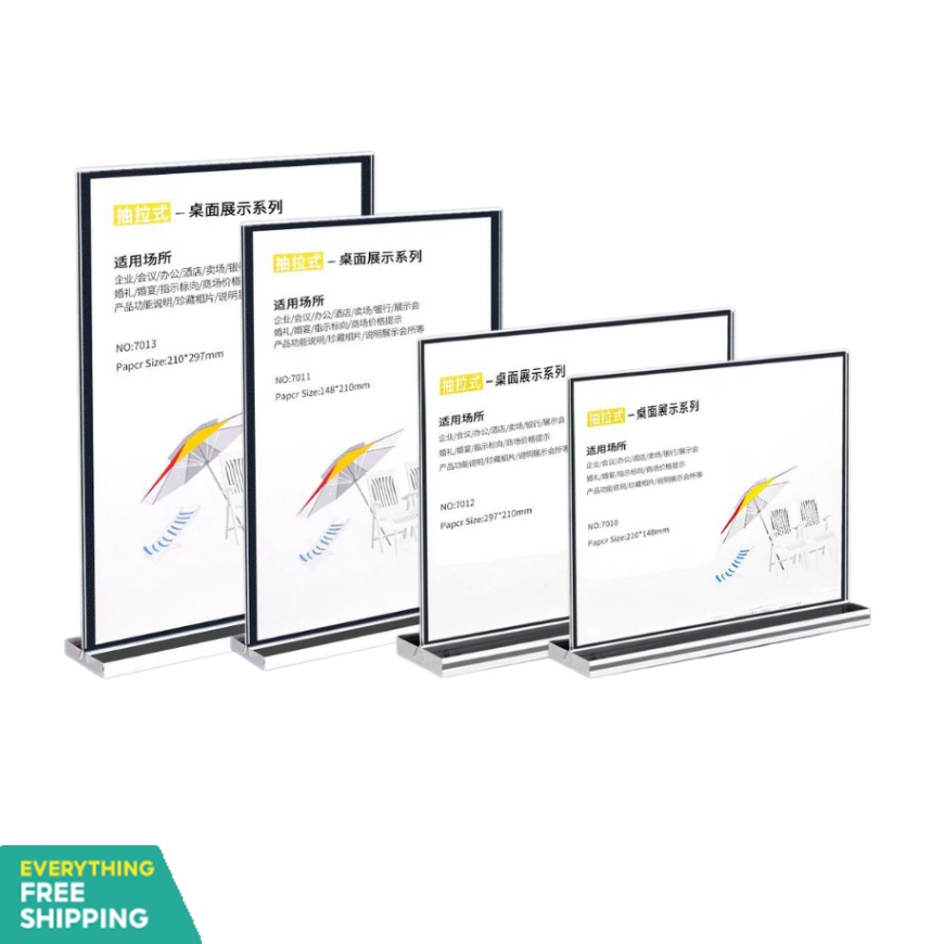 【SG Seller】Acrylic table card double-sided transparent stand a4 pull ...