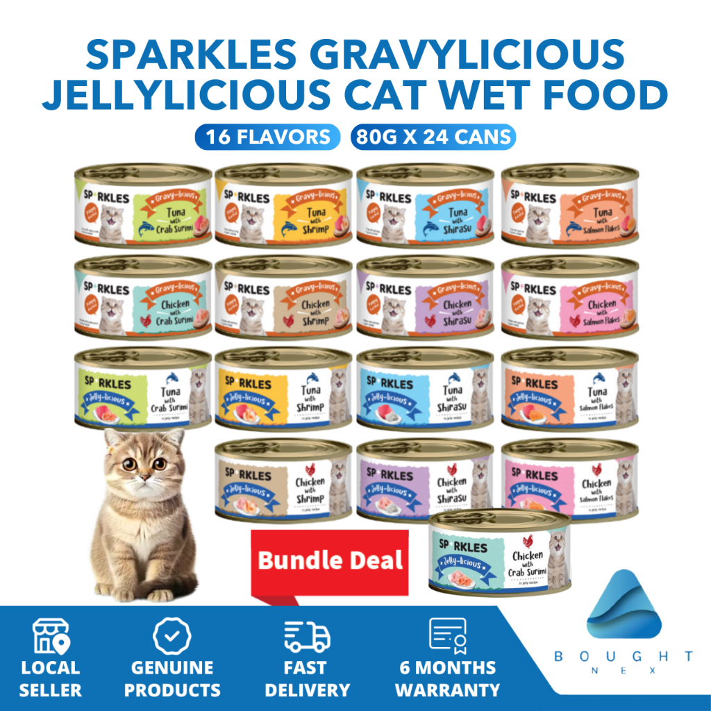 [Bundle of 24] Sparkles Cat Food 80g - Gravy, Jelly & Nutritious Wet ...
