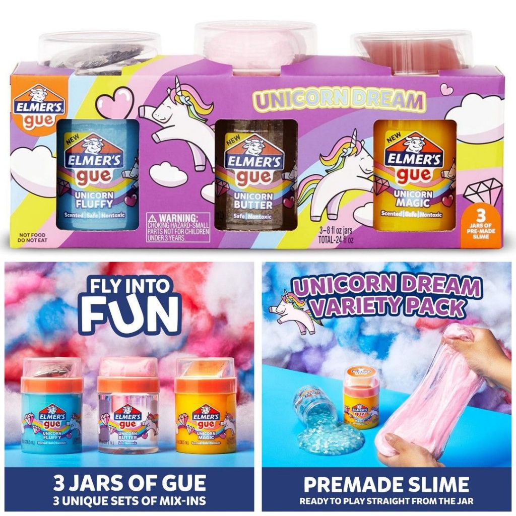 Elmer’s Gue Premade Slime, Unicorn Dream Slime Kit, Includes Fun ...