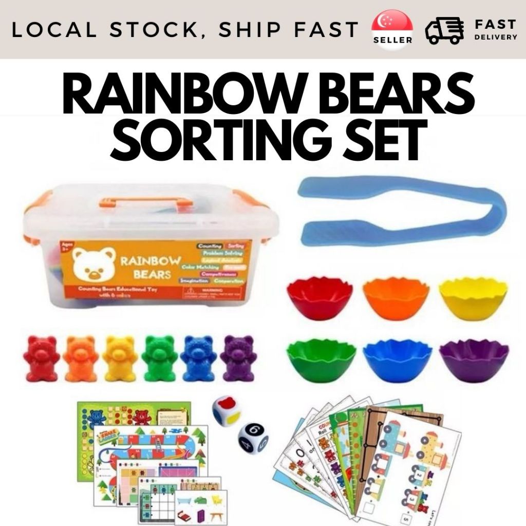 🇸🇬 Local Stock 🇸🇬 Rainbow Bears Colour Sorting Montessori Mathematics ...