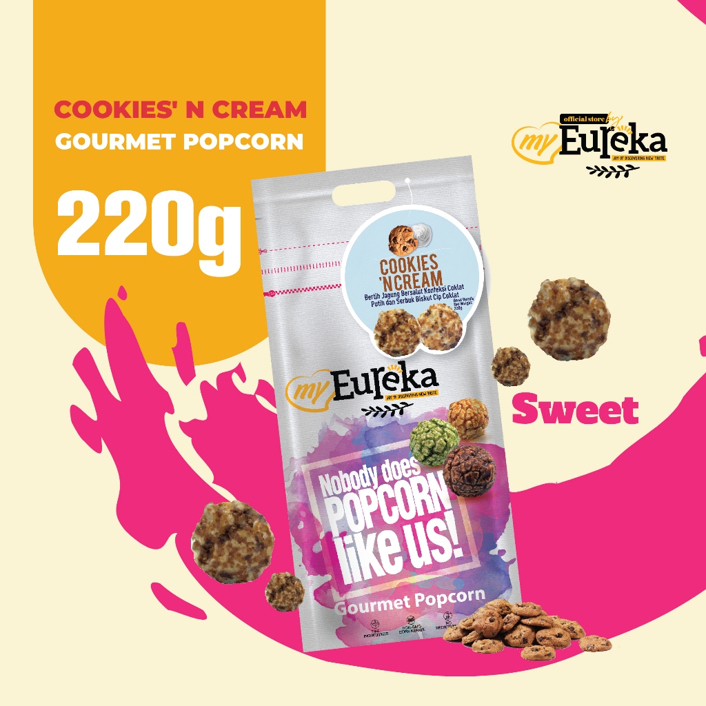 Eureka Cookies 'N Cream Popcorn Aluminium Pack 220g | Shopee Singapore