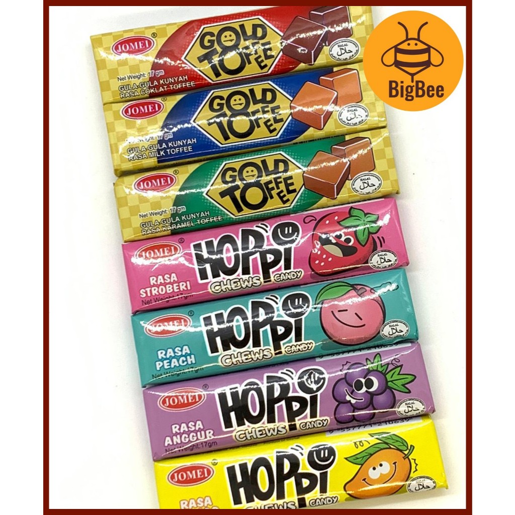 Jomei Chews Candy - 17g Hoppi / Gold Toffee Grape/Mango/P each ...