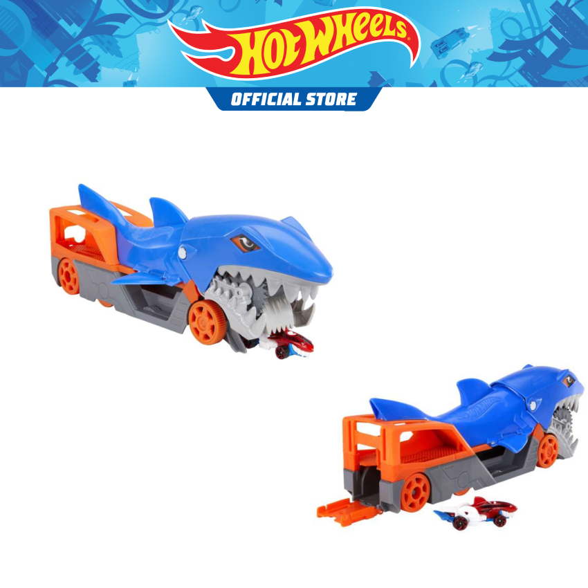 Hot Wheels Shark Chomp Transporter Playset With One 1:64 Scale Car For ...