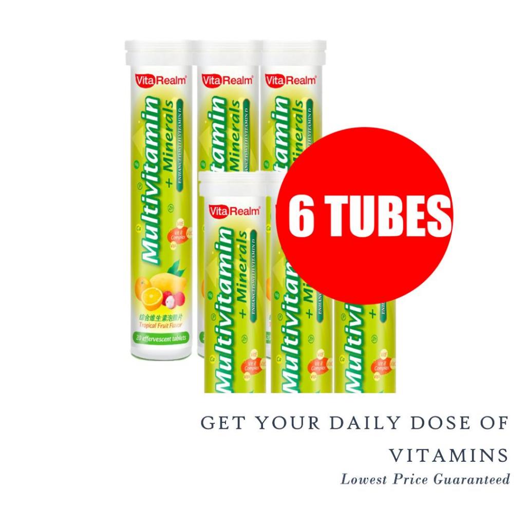 [6 TUBES]VITAREALM MULTIVITAMIN EFFERVESCENCE TABLETS 20S | Shopee ...