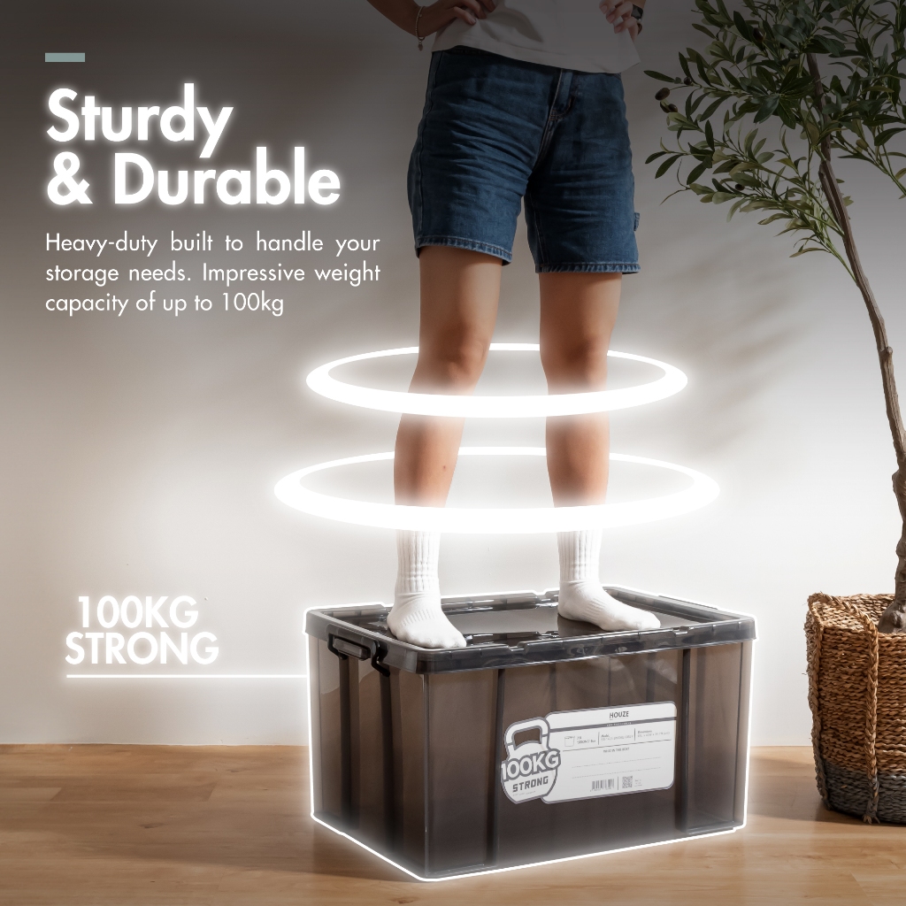[HOUZE] 'STRONG' Storage Box 4 Sizes 30L|44L|75L|100L (Smoke Grey ...