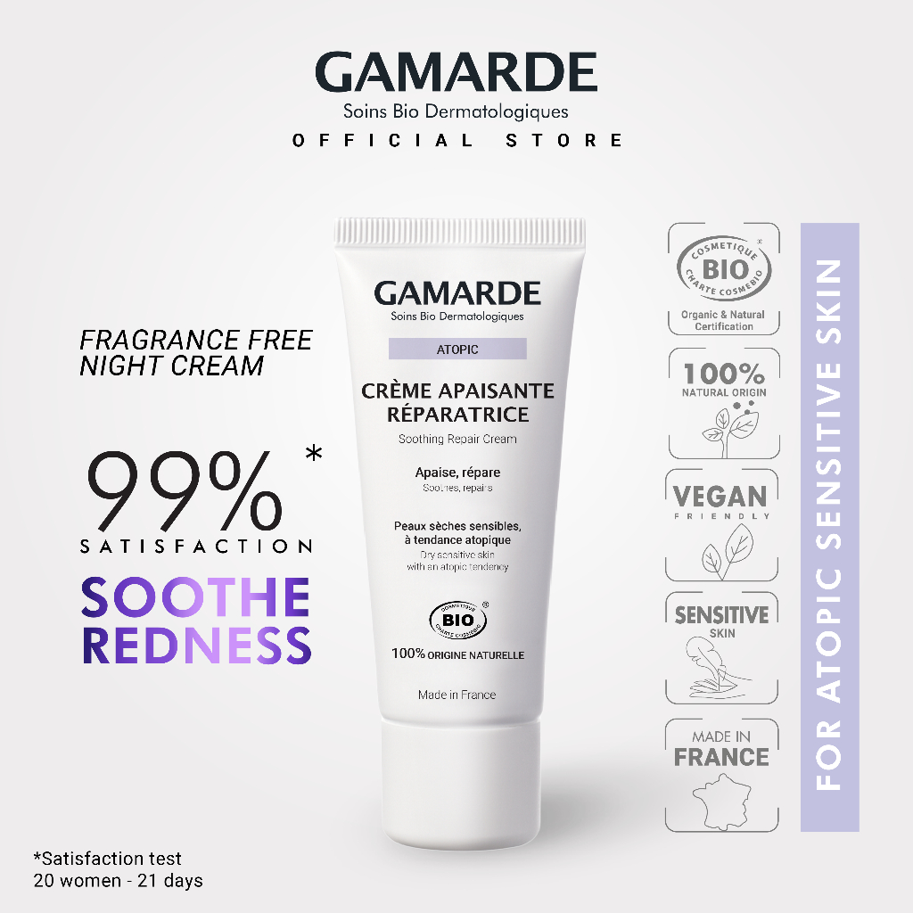 GAMARDE ATOPIC Organic Comfort Night Cream 40ml, Fragrance Free For ...