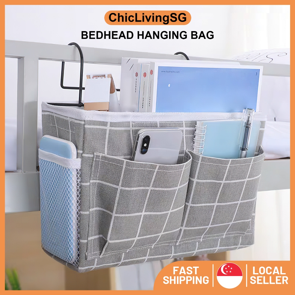 【SG】Bedside Bag / Bed Storage Pocket / Tidy Organiser Hanging Storage ...