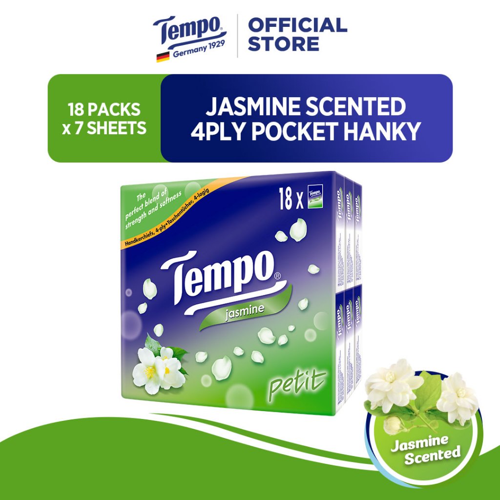 [Tempo Official] 4ply Pocket Hanky Facial Tissue Jasmine Scented (18x7s ...