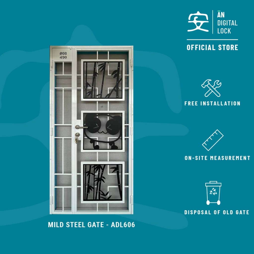 Mild Steel HDB Metal Gate (ADL606) | AN Digital Lock | Shopee Singapore