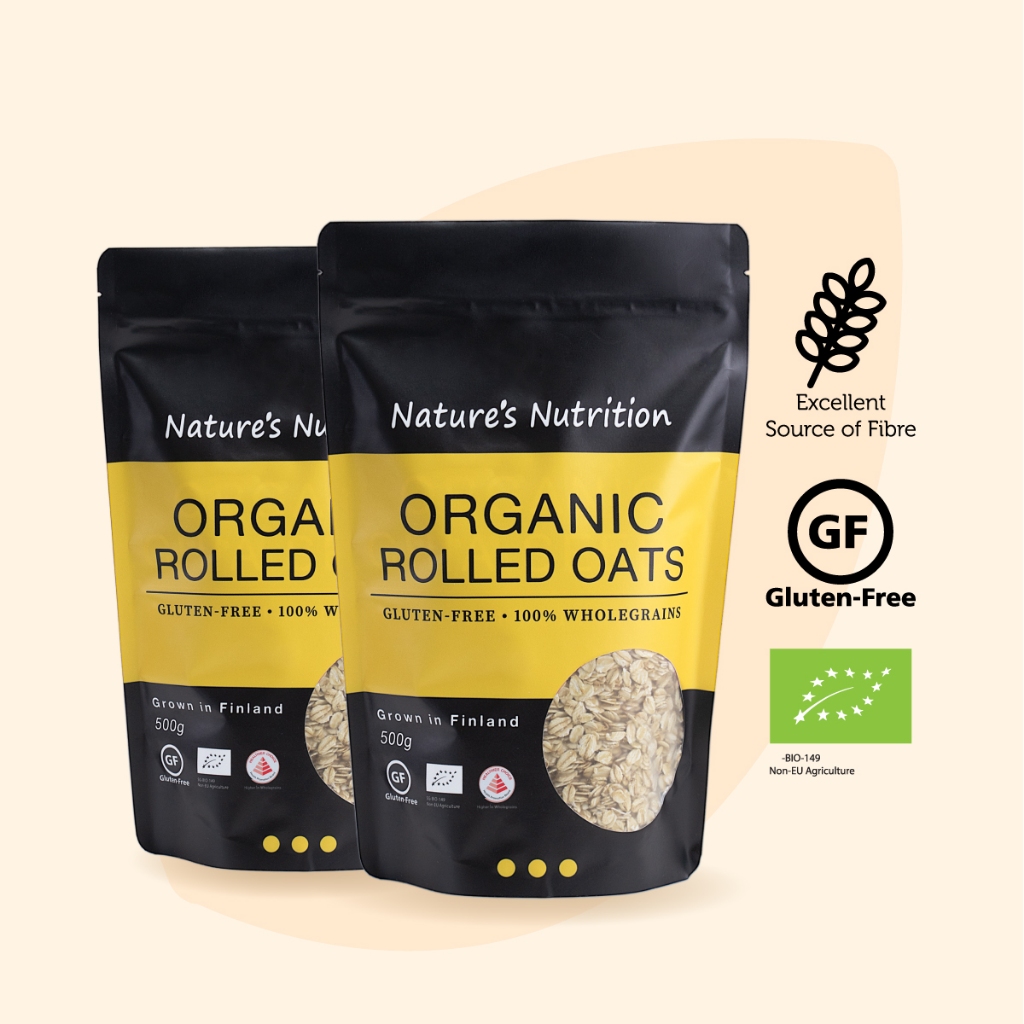 Nature's Nutrition Organic Rolled Oats 500gx2 - 100% wholegrains/gluten-free (expiry 2027 ...