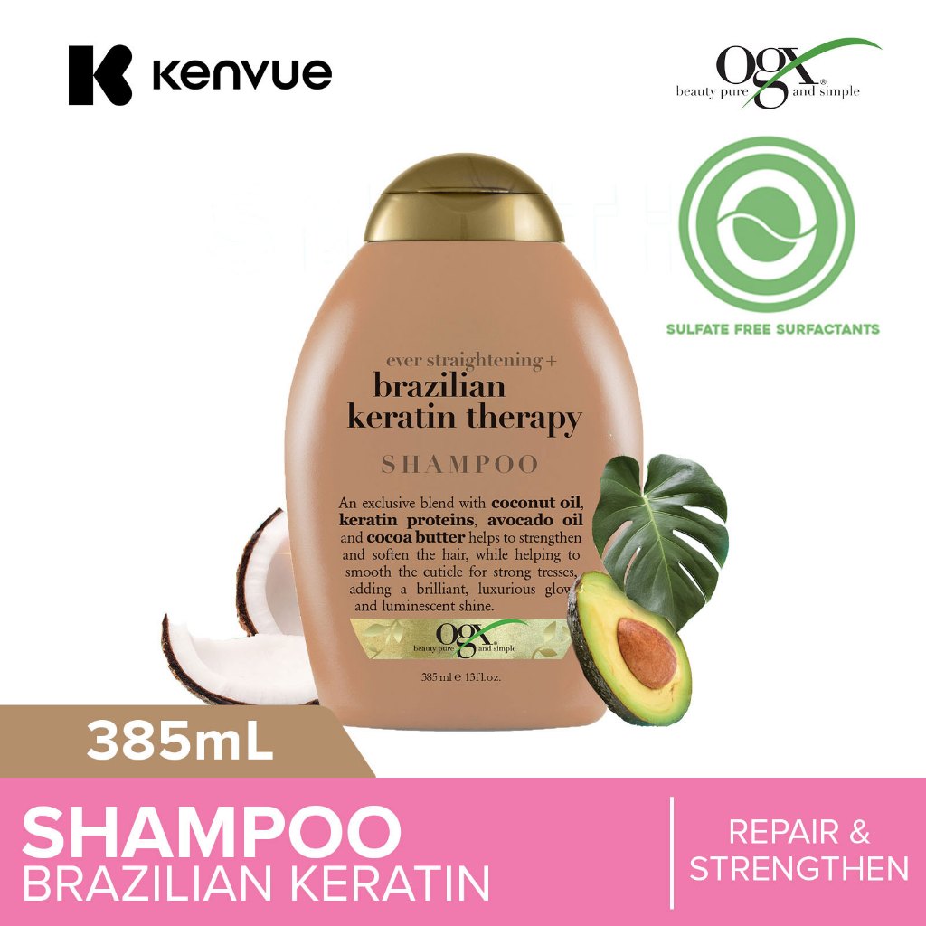 OGX Ever Straightening+ Brazilian Keratin Therapy Shampoo For Normal To ...