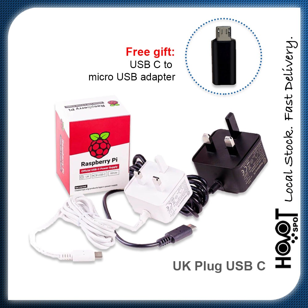Raspberry Pi PSU Power Supply 5.1V 3A USB C micro USB USBC micoUSB ...