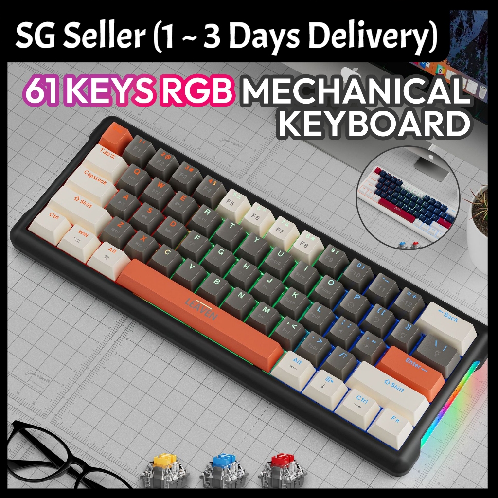 🔥New Arrival!!🔥Liquid-Cooled 61 Keys Wired RGB Mechanical Keyboard ...