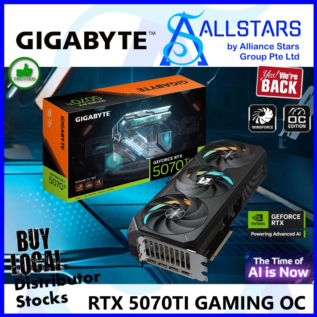 Gigabyte RTX 5070 Ti Gaming OC 16GB PCI-Express x16 Gaming Graphics ...