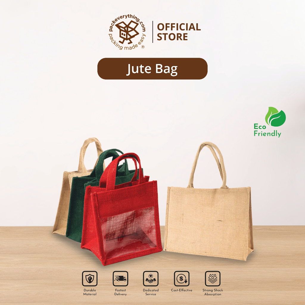 PACKEVERYTHING Jute Bag | Jute Bag With Transparent Window | Laminated ...