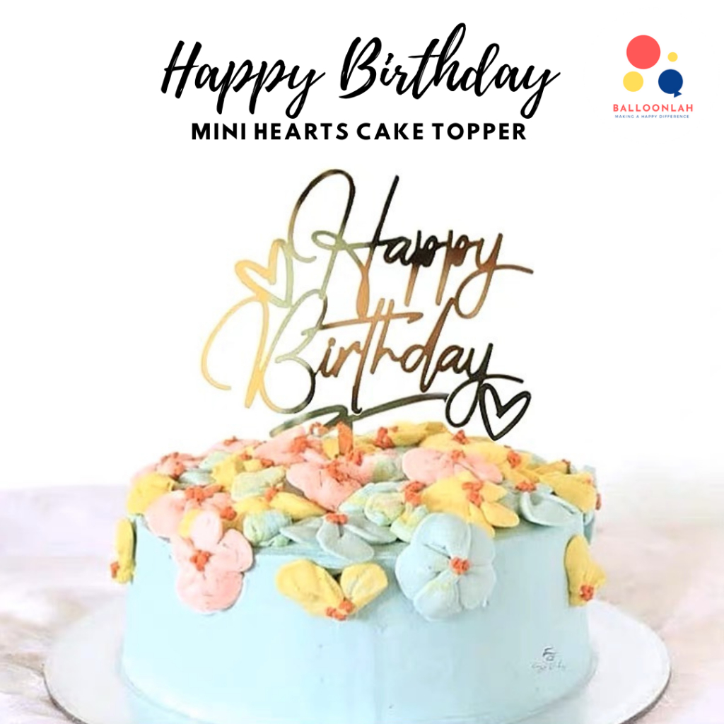 Happy Birthday Mini Hearts Cake Topper Classic Acrylic [READY STOCK IN ...