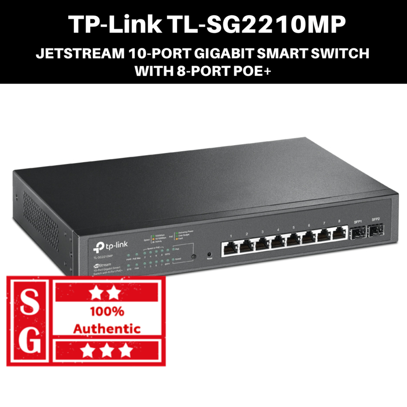 TP-Link SG2210MP Omada 10-Port Gigabit Smart Switch with 8-Port PoE+ 10 Port Gigabit Switch TL ...