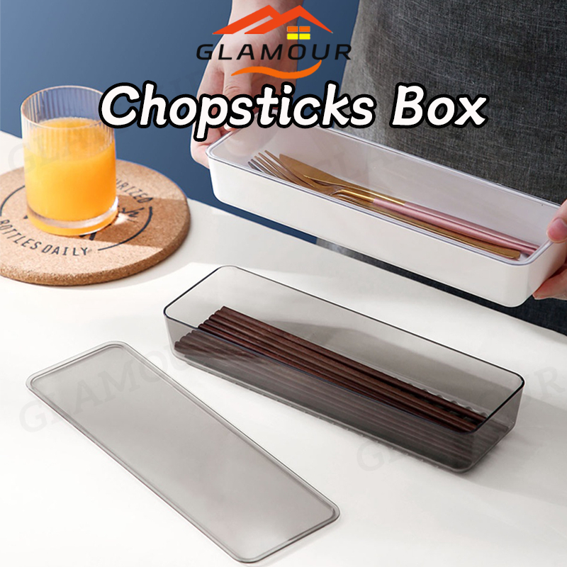 [SG] Acrylic Cutlery Box Chopsticks Box Fork and Spoon Organizer ...