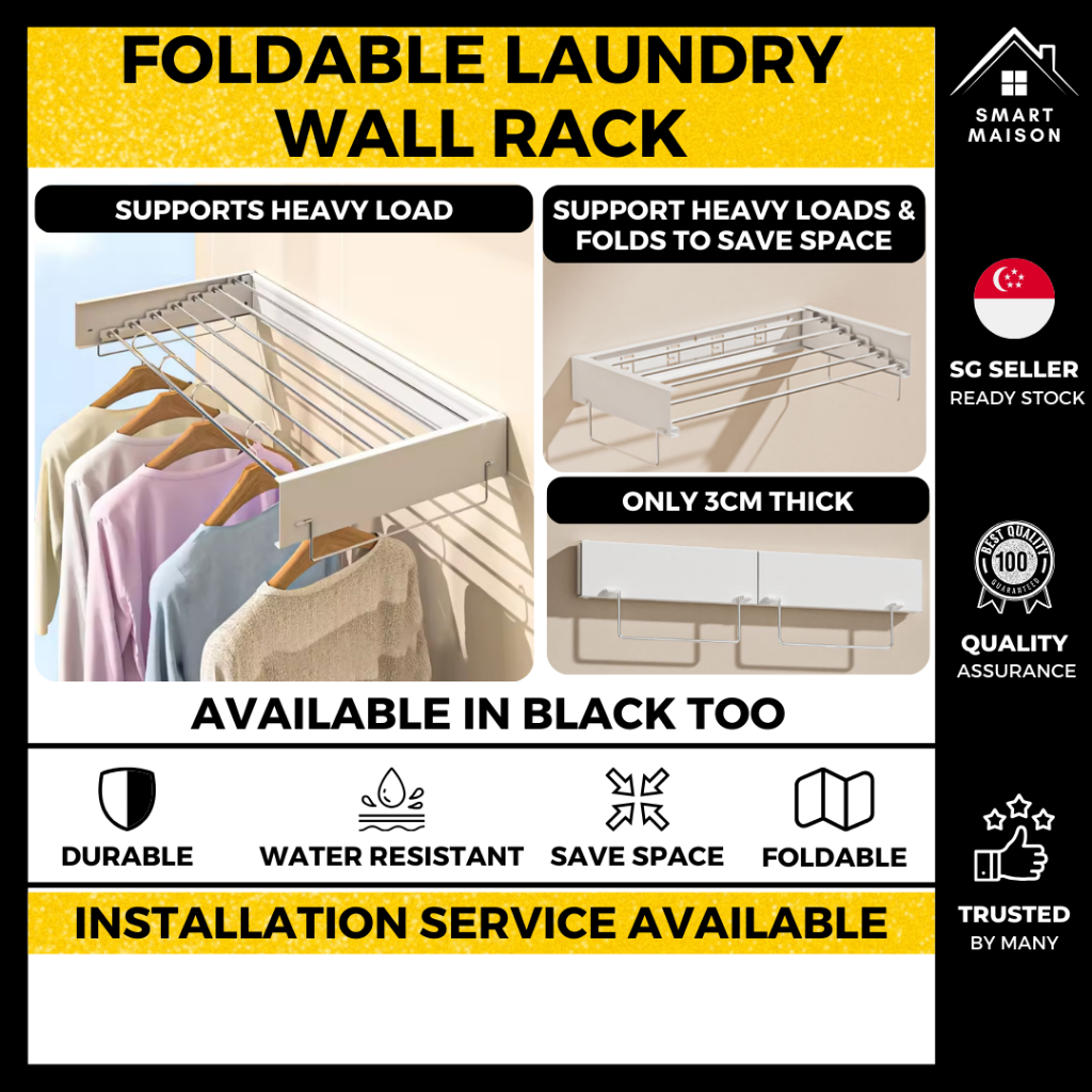 Foldable Laundry Wall Rack ( Drying Rack / Indoor / Outdoor / Clothes ...