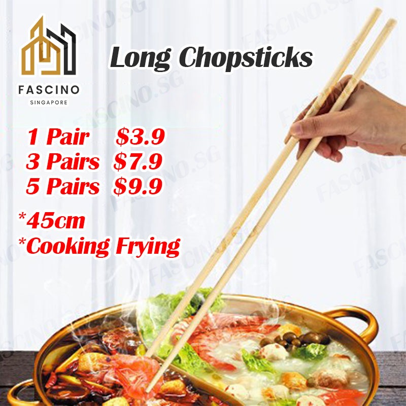 【SG】45cm Long Chopsticks Non-slip Bamboo Chopsticks for Noodles Cooking ...