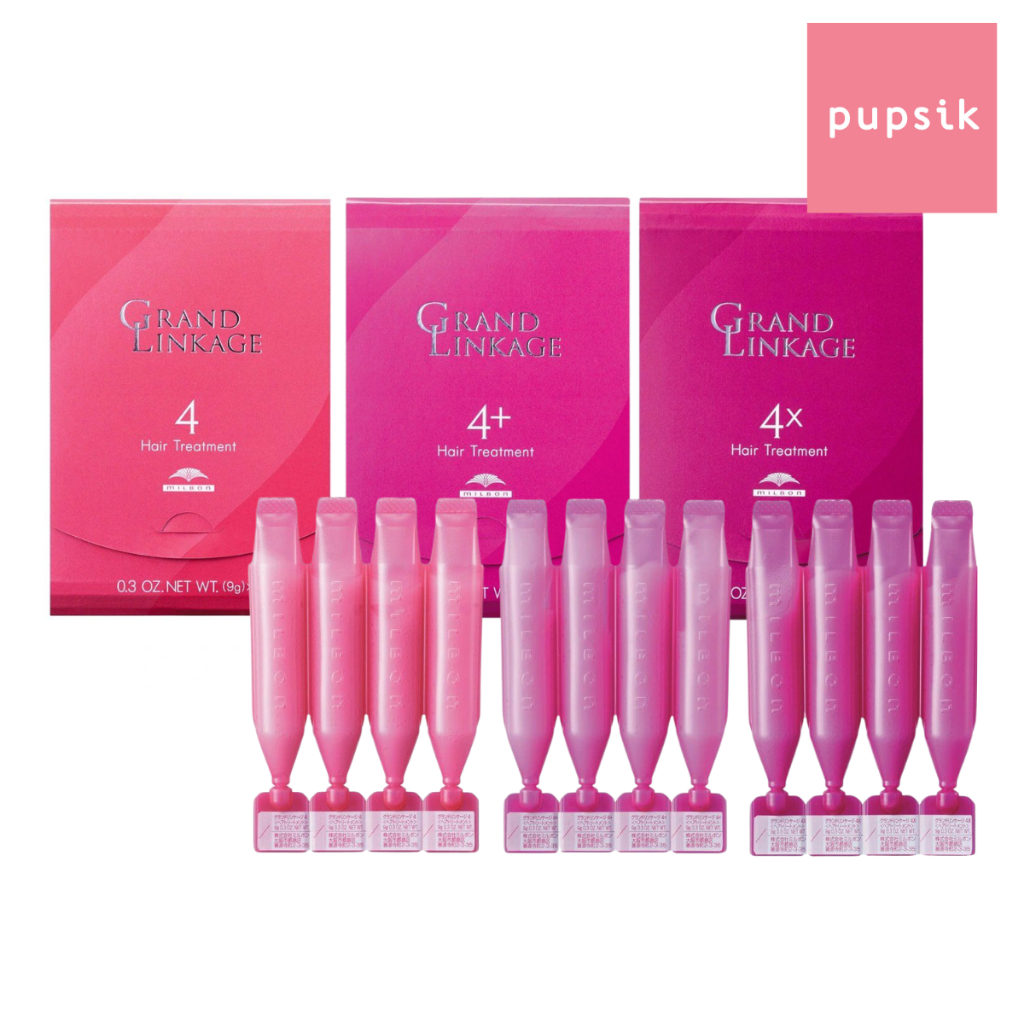 Milbon Grand Linkage 4 / 4+ / 4x Hair Treatment, 9g x 4 (3 Types ...