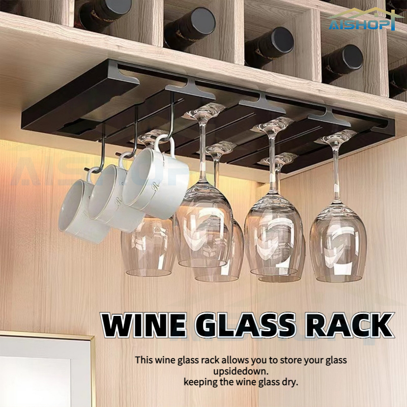 [SG Stock]Wine Glass Rack Household Pub Simple Design Under Cabinet ...