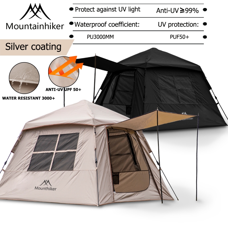 MOUNTAINHIKER Automatic Tent, Size 3-4 Persons, 2 Doors, 2 Windows ...
