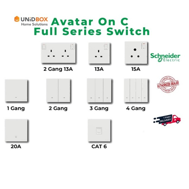 Schneider AvatarOn C Switch,Socket,DATA POINT | White / Dark Grey ...