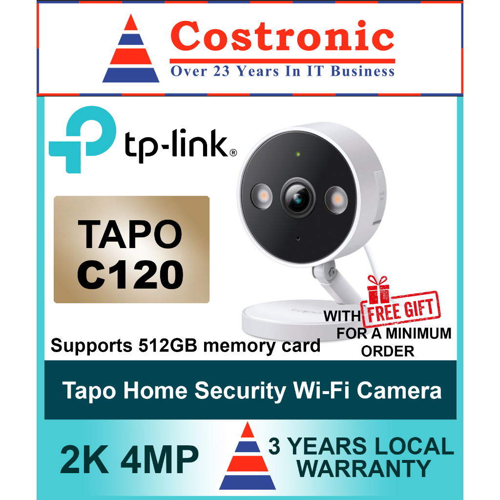 TP-Link Tapo C120 Tapo Indoor/Outdoor Wi-Fi Home Security Camera ( 3 ...