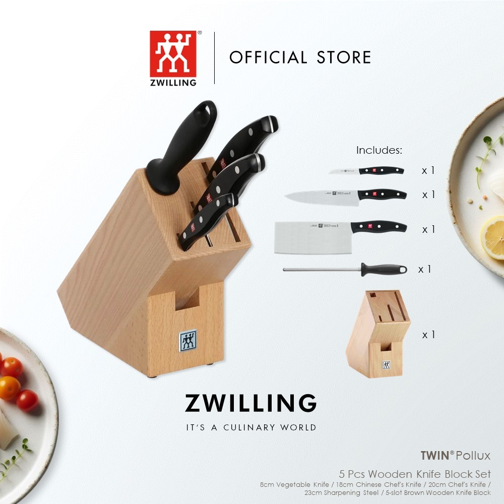 ZWILLING® Twin Pollux 5-pc Knife Block Set - Vegetable / Chinese Chef's ...