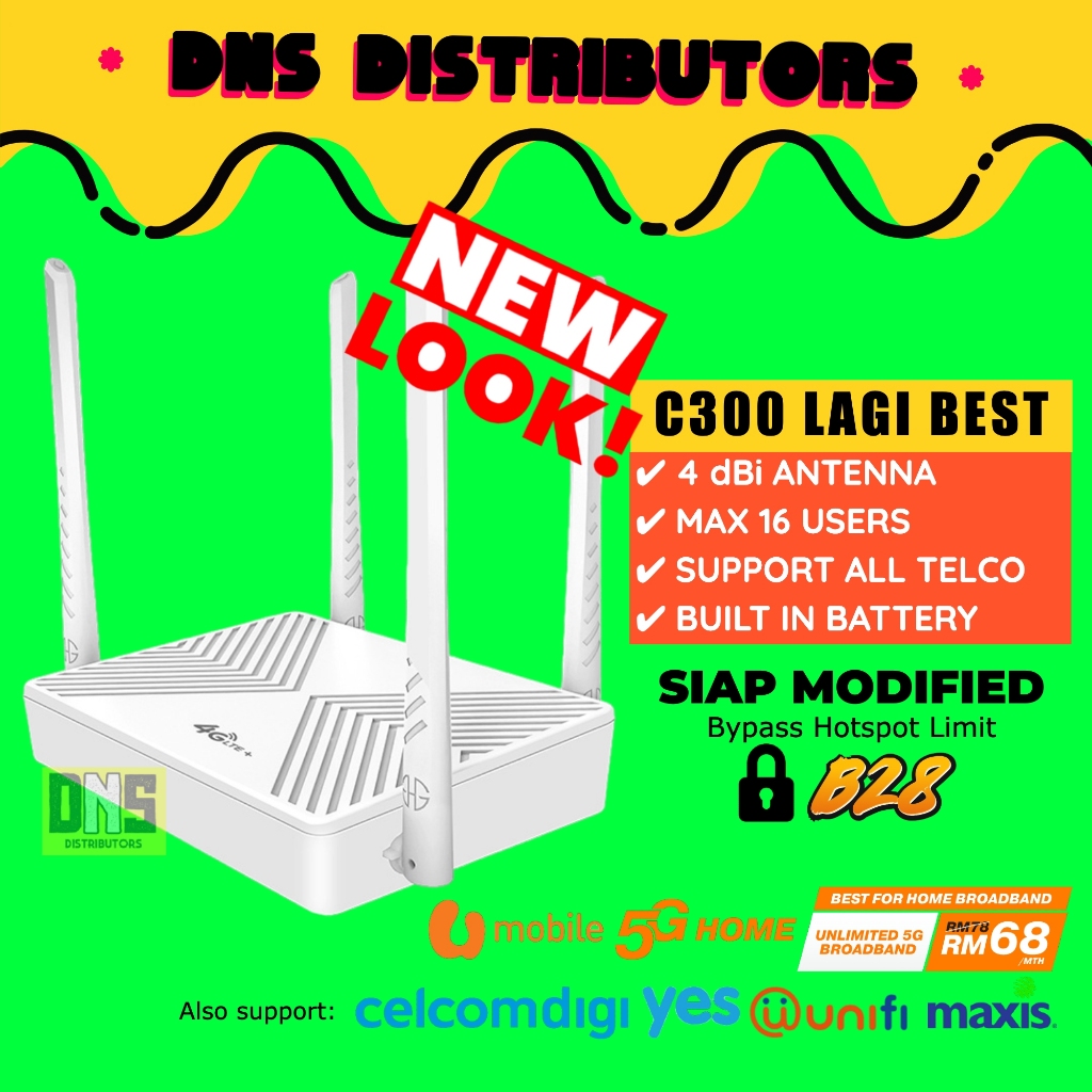 New C300 Modified Modem Unlimited Data Hotspot Wireless Router WiFi 4G ...