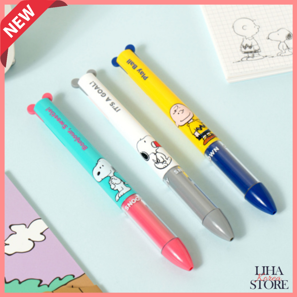 PEANUTS Snoopy Ballpoint Pen 0.4mm 2colors Ink Pen(Black,Red) | Shopee ...