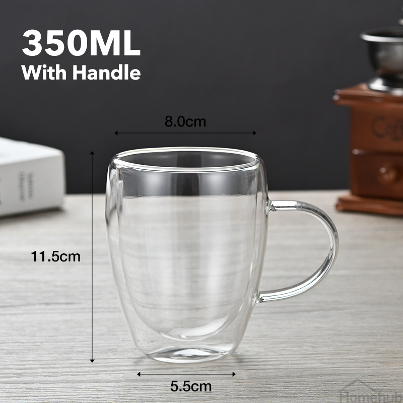 Homehub Double Wall Glass Cup Coffee Mug Insulated With Handle Cover For Drinking Tea Latte 80ml ...