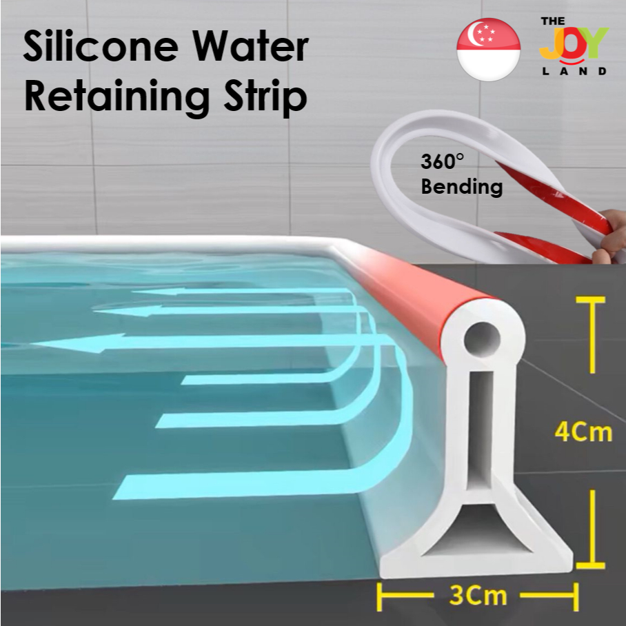[SG SELLER] Silicone Bathroom Shower Water Retaining Blocking Strip ...