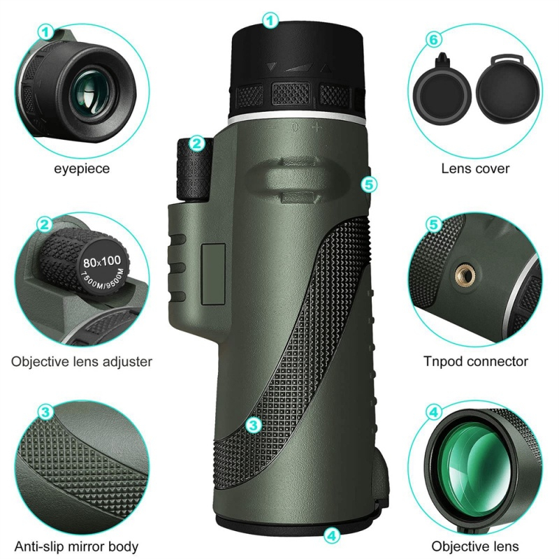 【SG Stock】 80x100magnification monocular tripod mobile phone holder ...