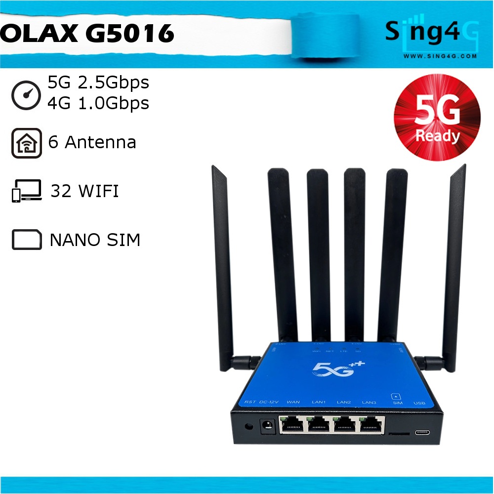 5G SIM ROUTER CPE OLAX G50165G MODEM ROUTER WIFI6 ( 2.5Gbps 3LAN 32 ...