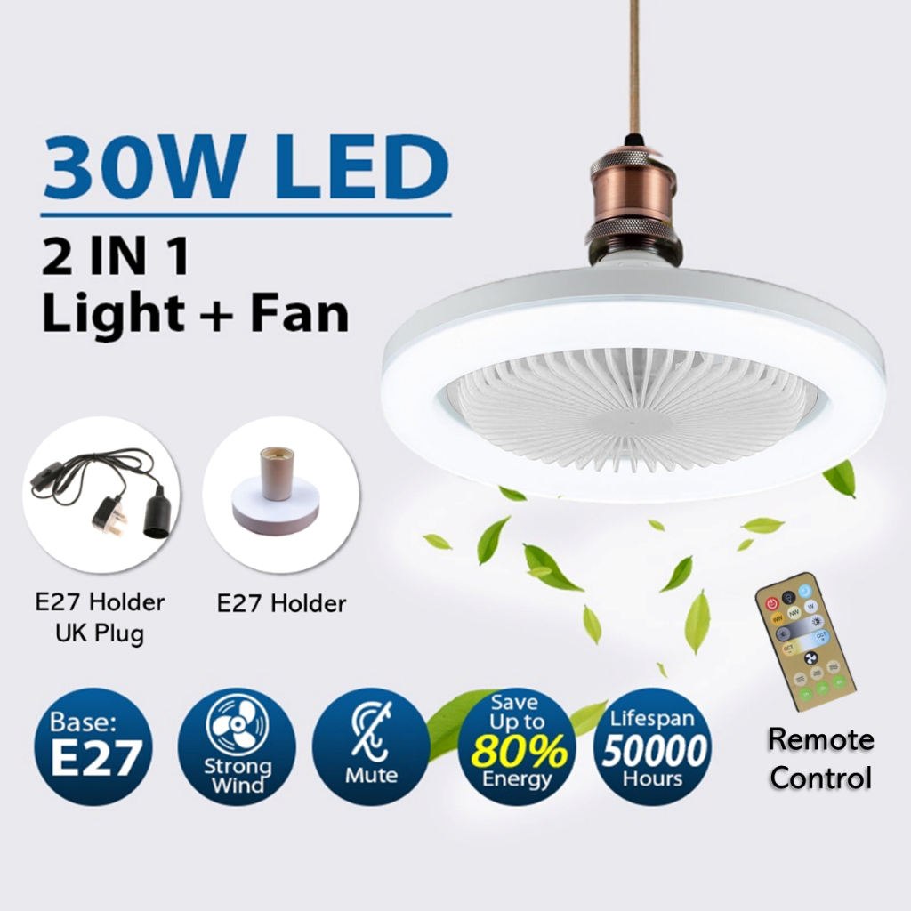 [SG Seller] 2 in 1 Multi Function E27 Fan Light Super Bright Super Cool ...