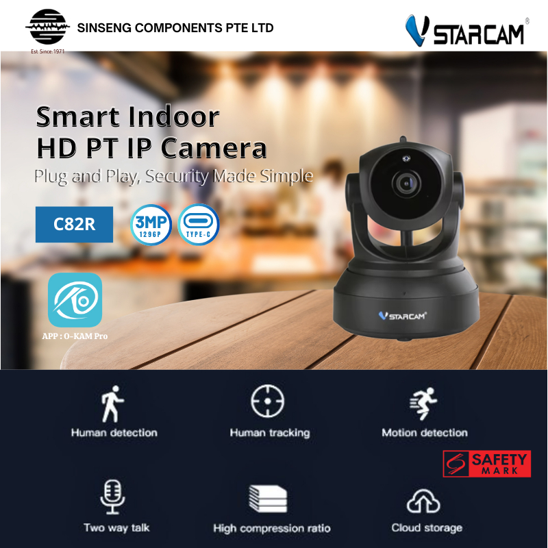 Upgraded Vstarcam Black C82R 3MP Wireless WiFi IP Camera with Night ...