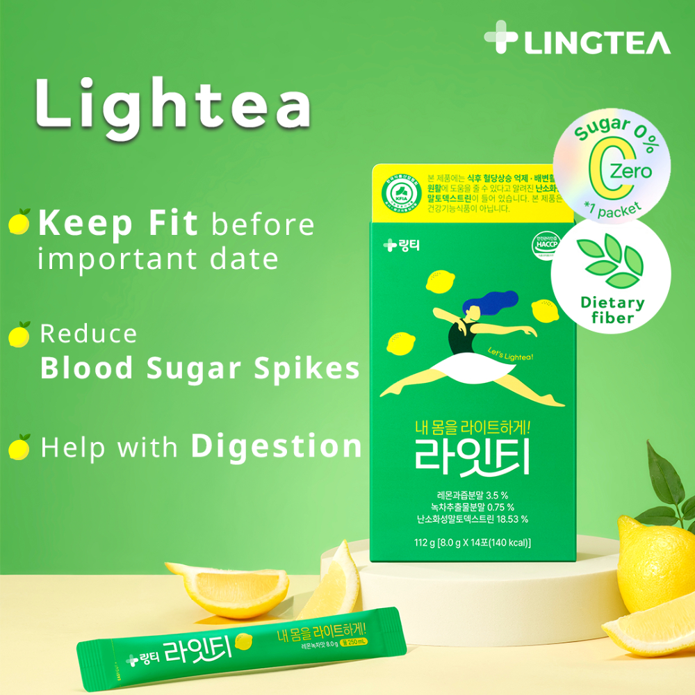[LINGTEA official] Lightea 1 box 14 packets/ Korea Inner Beauty/Digestion/ Zero Sugar/ Lemon ...