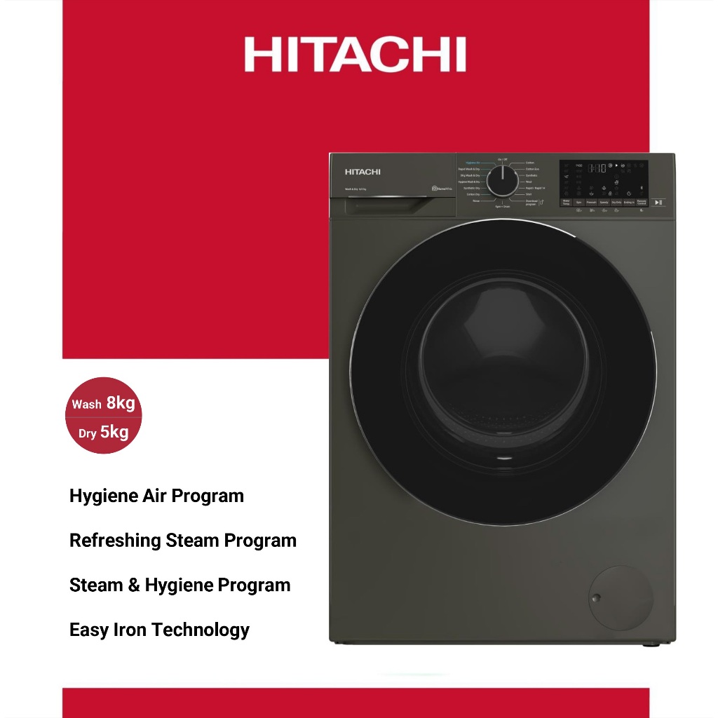 Hitachi Front Load Steam & Hygiene Front Load Washer Dryer 8kg / 5kg BD ...