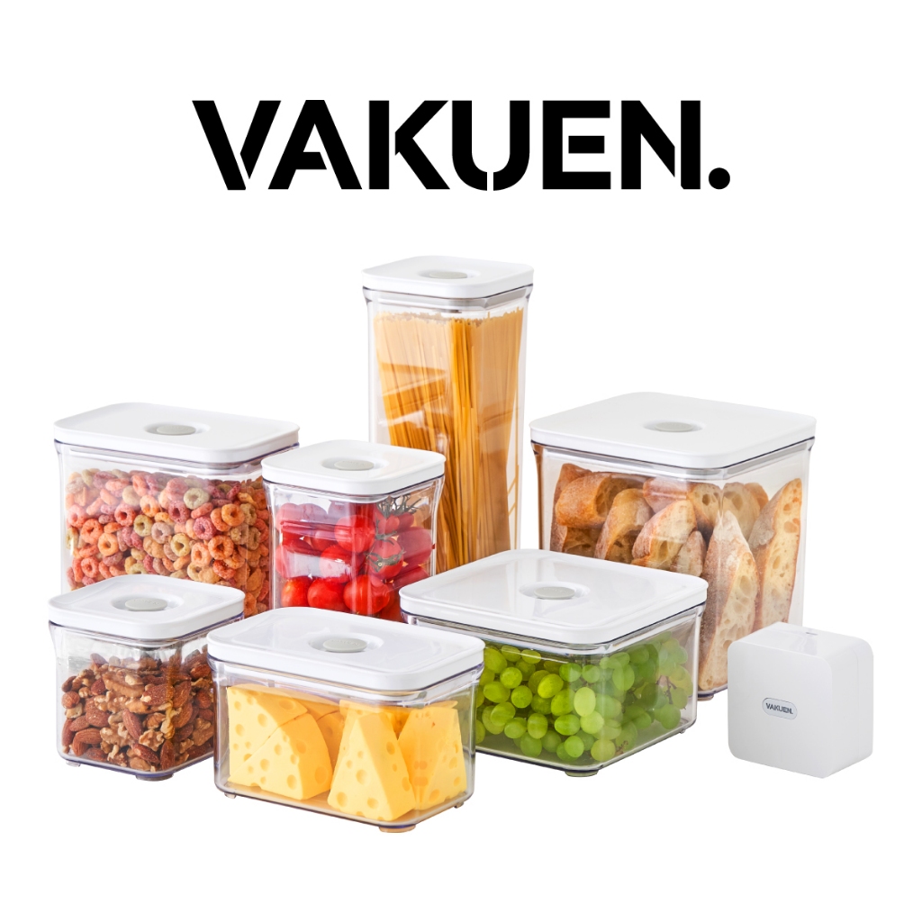 VAKUEN AUTO VACUUM FOOD STORAGE MEGA 8PC SET, 7 CONTAINERS WITH 1 ...