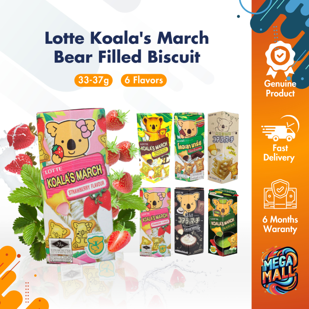 Lotte Koala's March Bear Biscuits 33-37g - Tasty Fillings, Crunchy ...