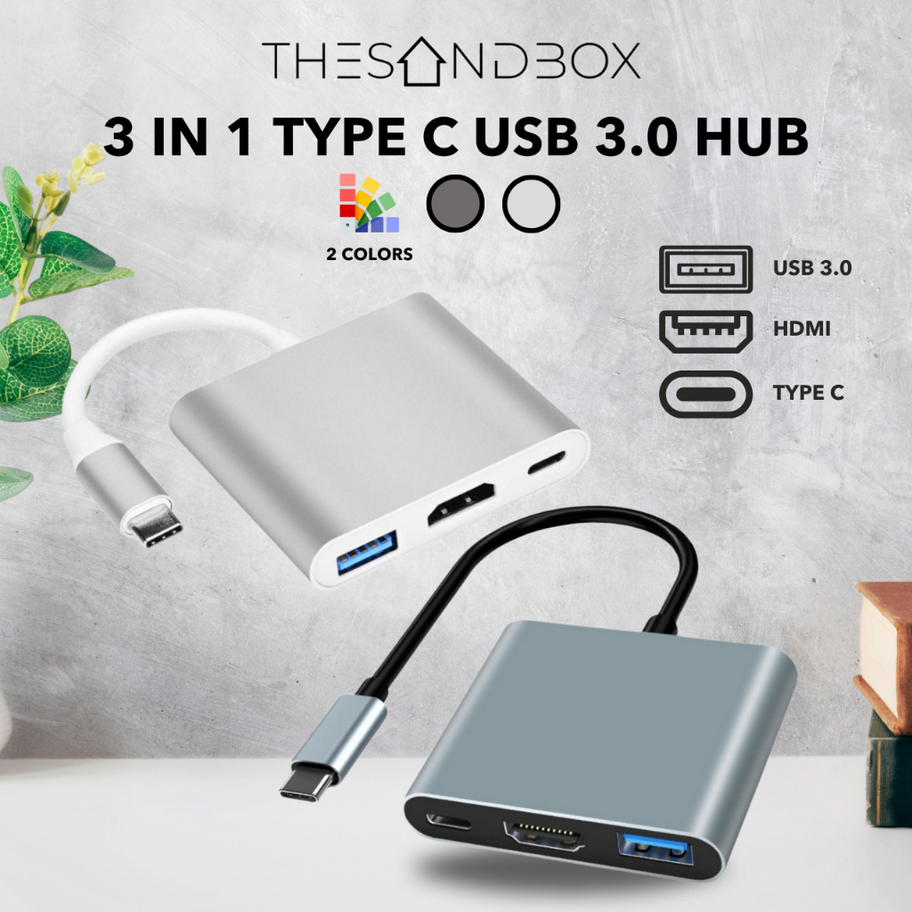 3 In 1 Type C USB 3.0 Hub Type C To HDMI USB 3.0 Charging Adapter USB C ...