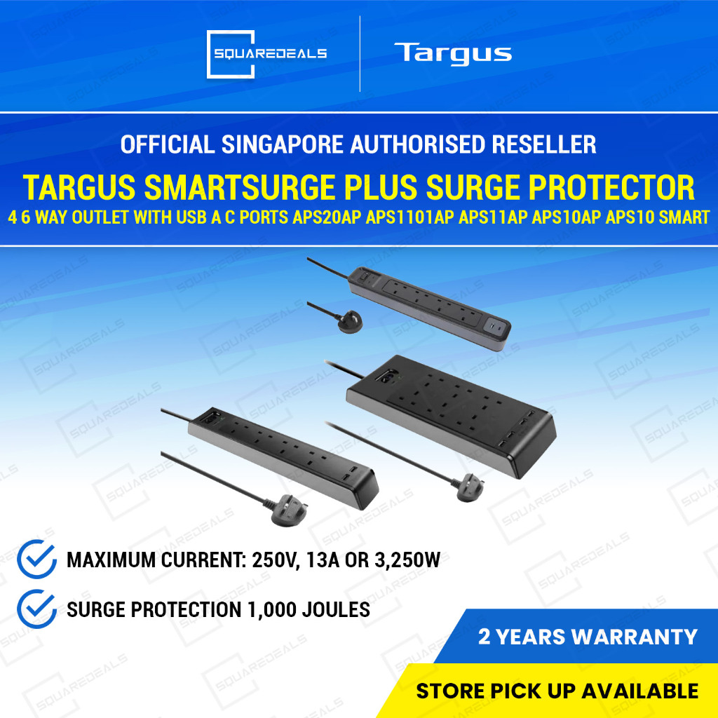 Targus SmartSurge Plus Smart Surge Protector 4 6 Way Outlet with USB A ...