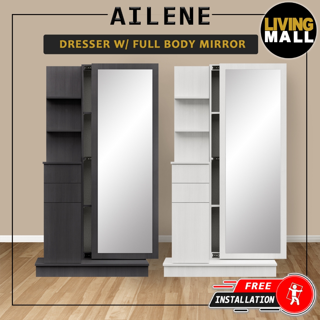 Living Mall Ailene Tall Dressing Table Dresser with Full-Body Mirror in ...