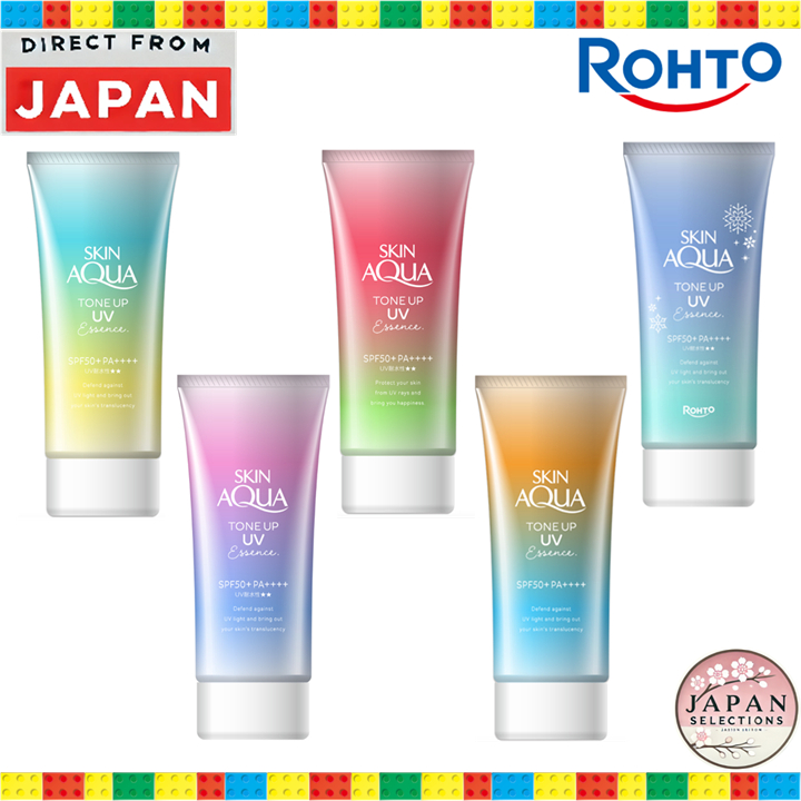 SKIN AQUA Tone Up UV Essence Lavendar/Mint green/Rose/Latte beige/Blue Color ROHTO Sunscreen ...