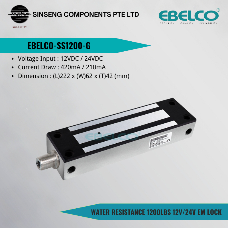 Ebelco SS-1200-G Water Resistance 1200lbs 12V/24V EM Lock | Shopee ...